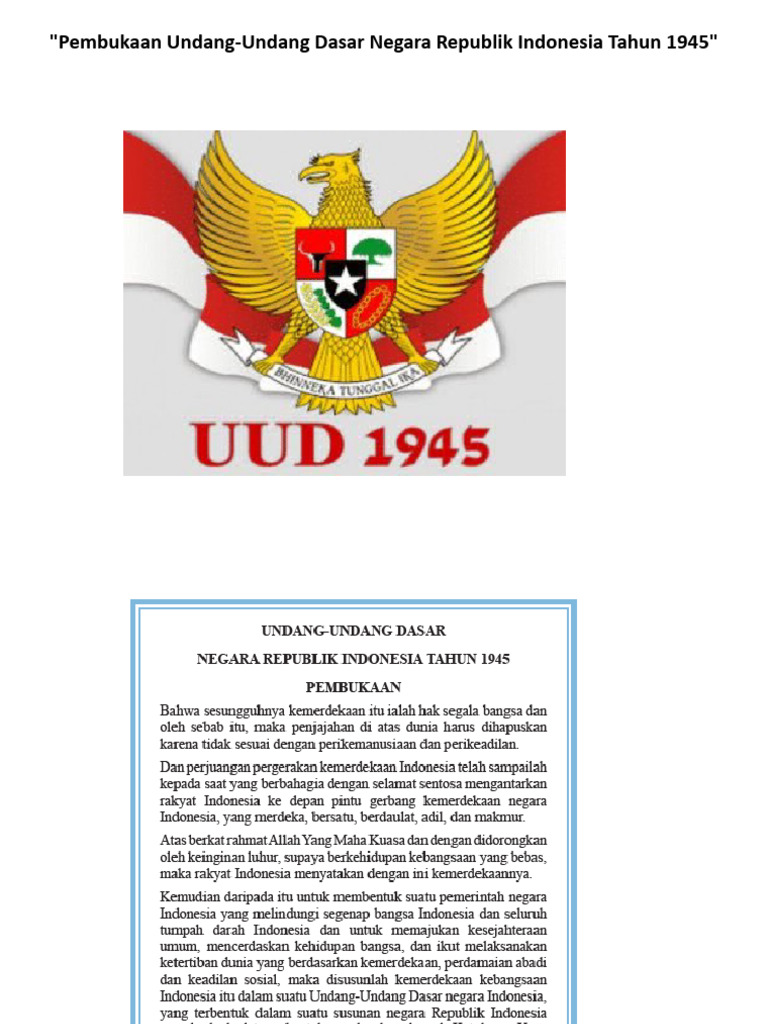 Pembukaan UUD 1945 | PDF | Politik
