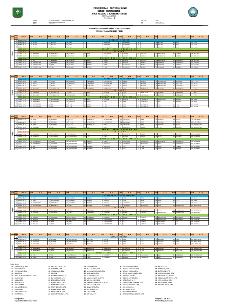 Roster Terbaru Ganjil 2023-2024 Fix | PDF