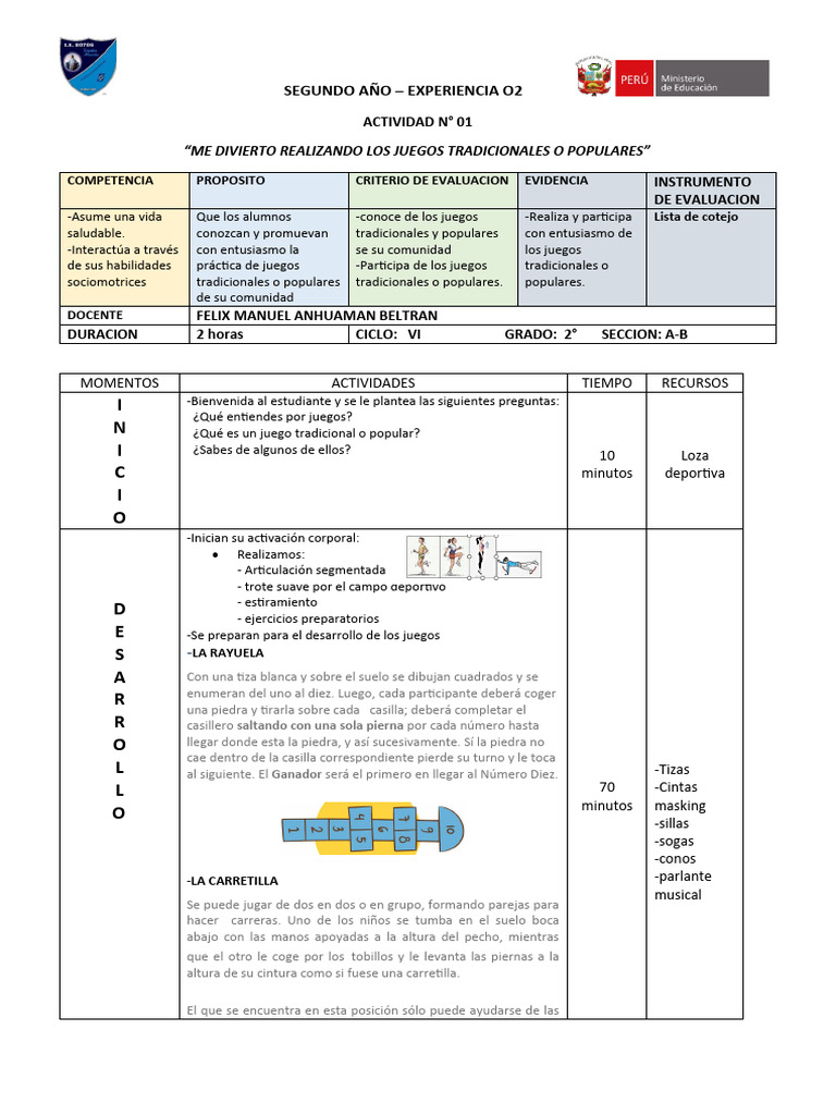 Experiencia 2 - Actividad 01 de Segundo Año | PDF