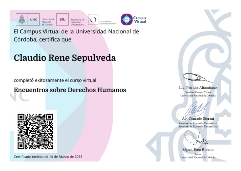 Constancia de Honor - Claudio Rene Sepulveda - Encuentros Sobre ...