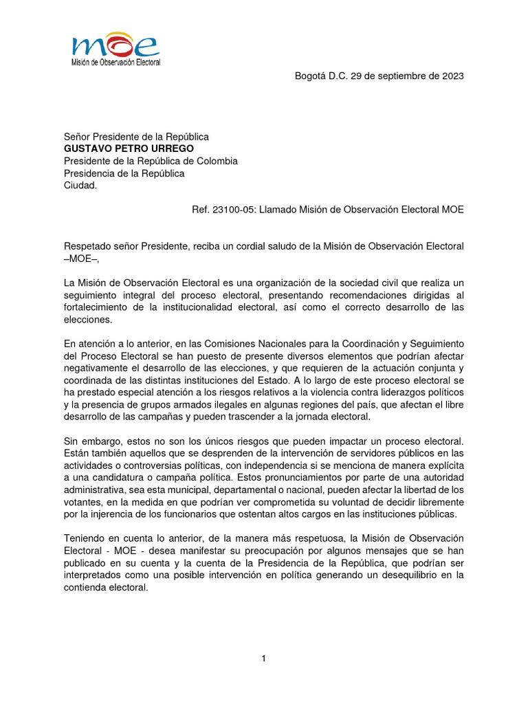 Carta A Presidente Gustavo Petro | PDF | Gobernancia | Gobierno