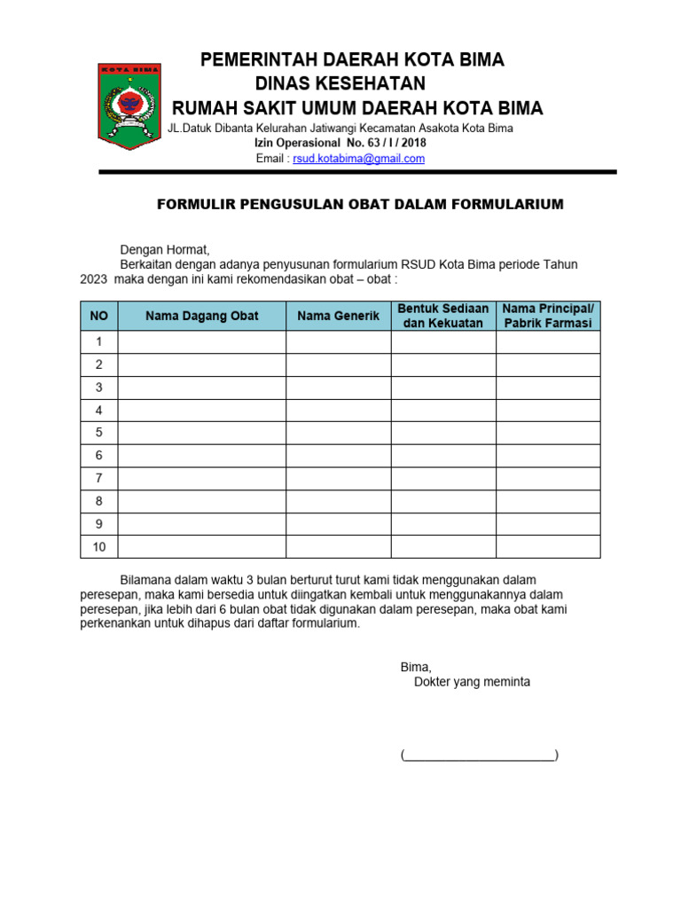 Form Usulan Obat Baru | PDF