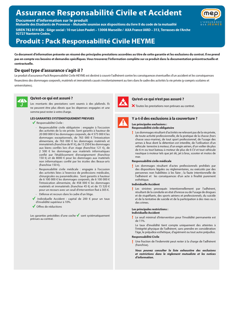 Fiche Ipid RC 20190827 1623942361 | PDF | Assurance