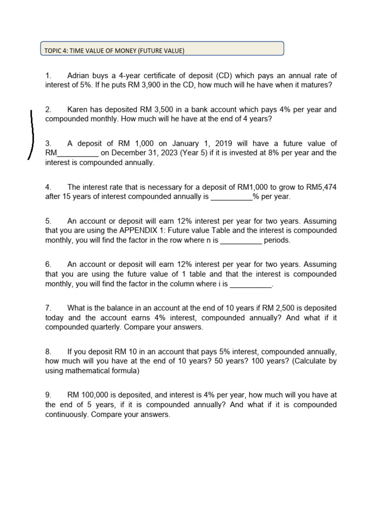 Tutorial Question - Chapter 4 | PDF | Present Value | Interest
