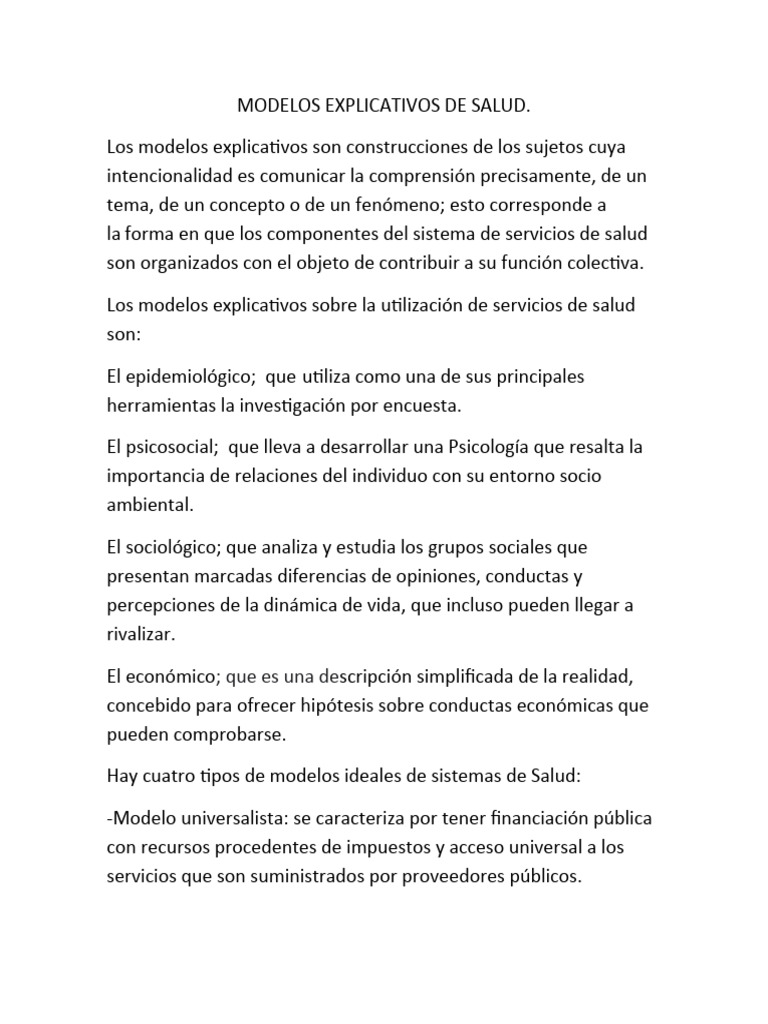 Modelos Explicativos De Salud Pdf 0882