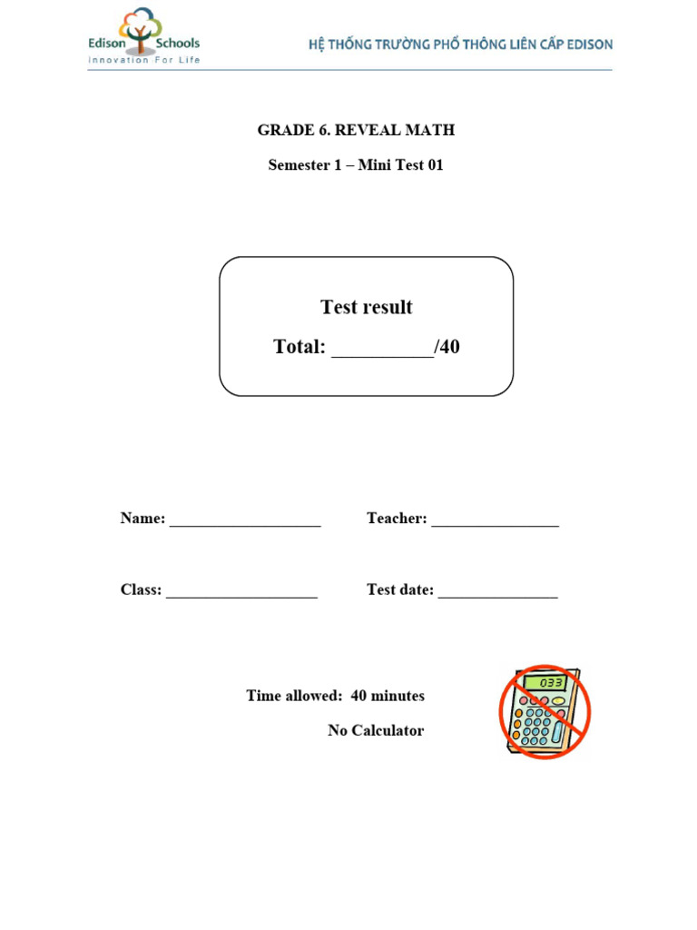 G6 Mini Test 01 Pdf Teaching Methods Materials
