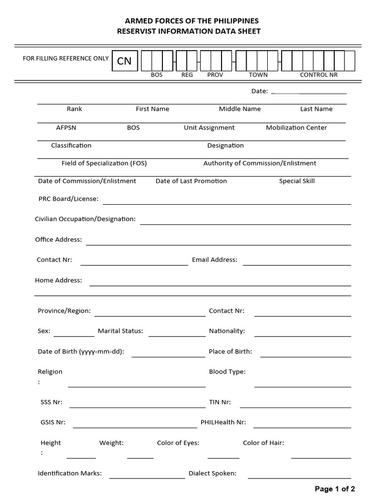 RIDS NEW FORMAT 201 Form | PDF | National Security | Military