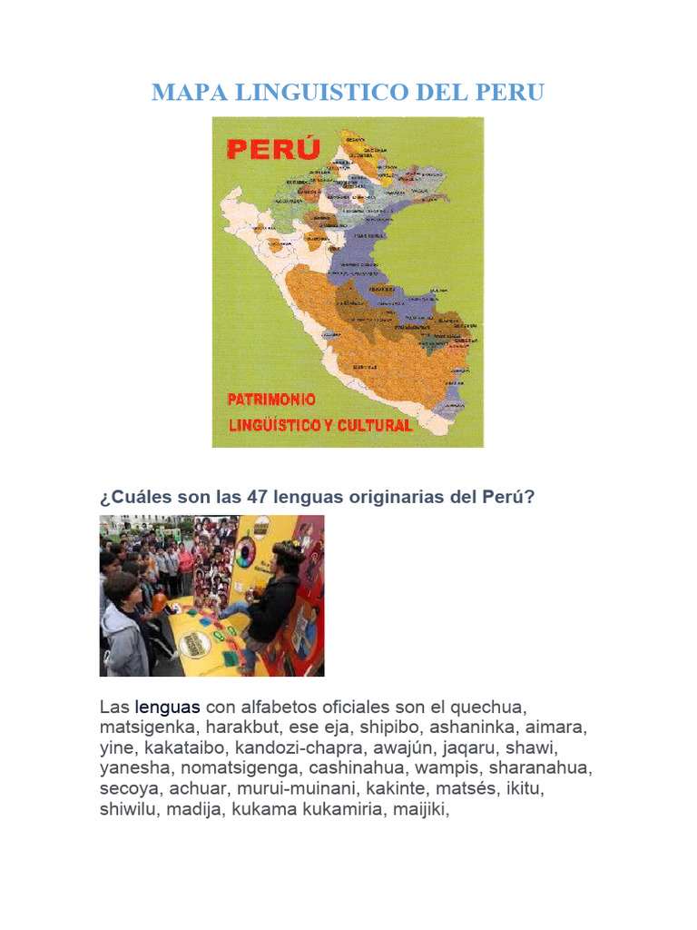 MAPA LINGUISTICO DEL PERU Ana S | PDF