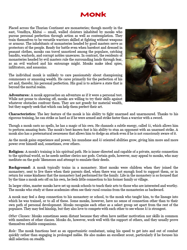 Monk Character Class | PDF