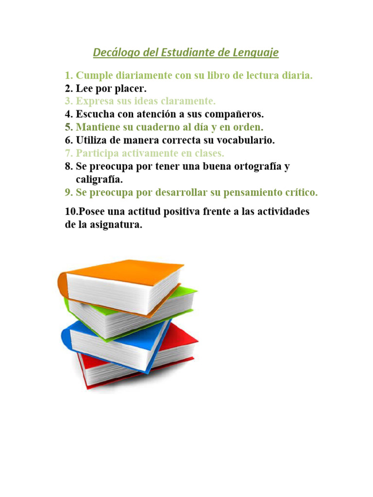 Decálogo Del Estudiante de Lenguaje | PDF