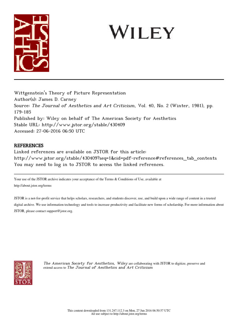 Wittgenstein's Theory of Picture Representation | PDF