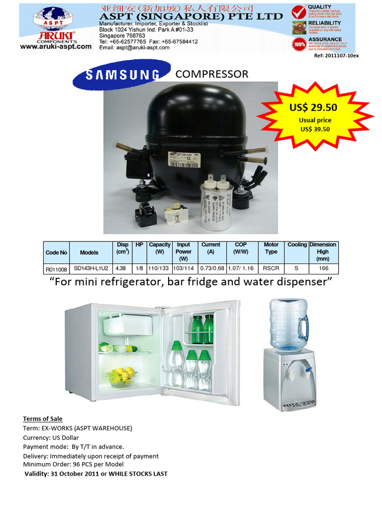 Samsung Compressor Specifications and Pricing | PDF