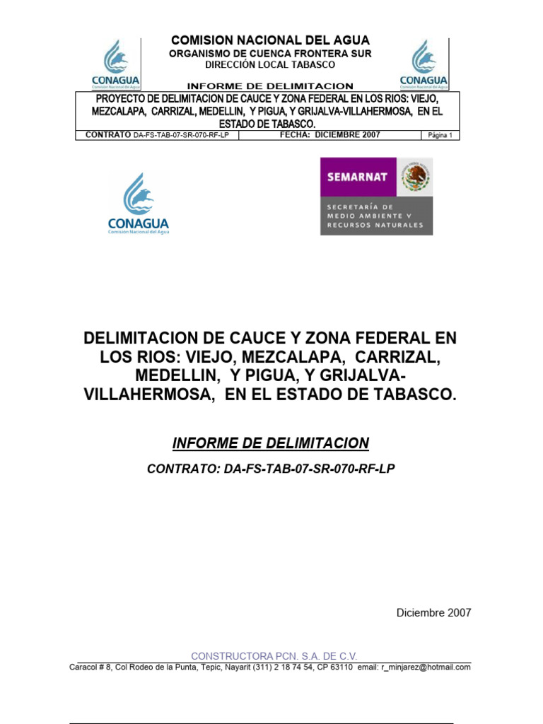 Informe Delimitacion Federal | PDF | Hidrología | Accidentes ...