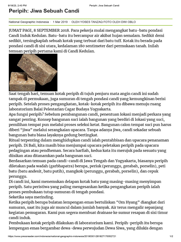 Peripih - Jiwa Sebuah Candi | PDF