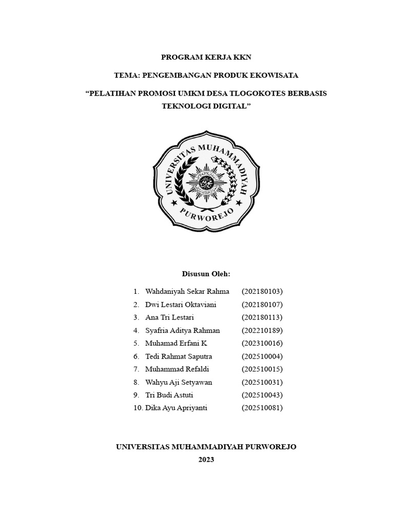 PROGRAM KERJA KKN Produk UMKM | PDF