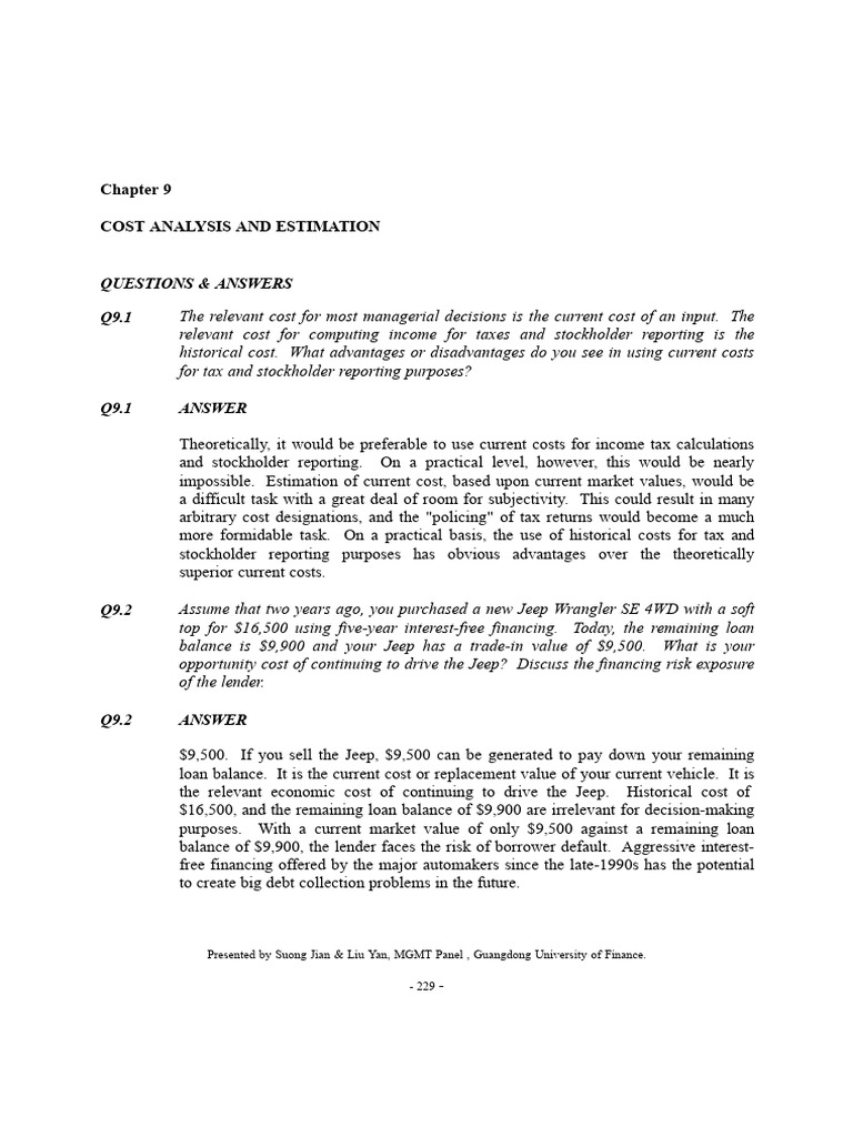 Chapter 9 Cost Analysis and Estimation Questions Answers | PDF ...