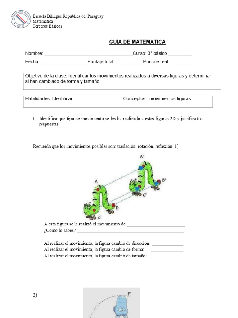 Guia Movimiento Figuras Tercero | PDF