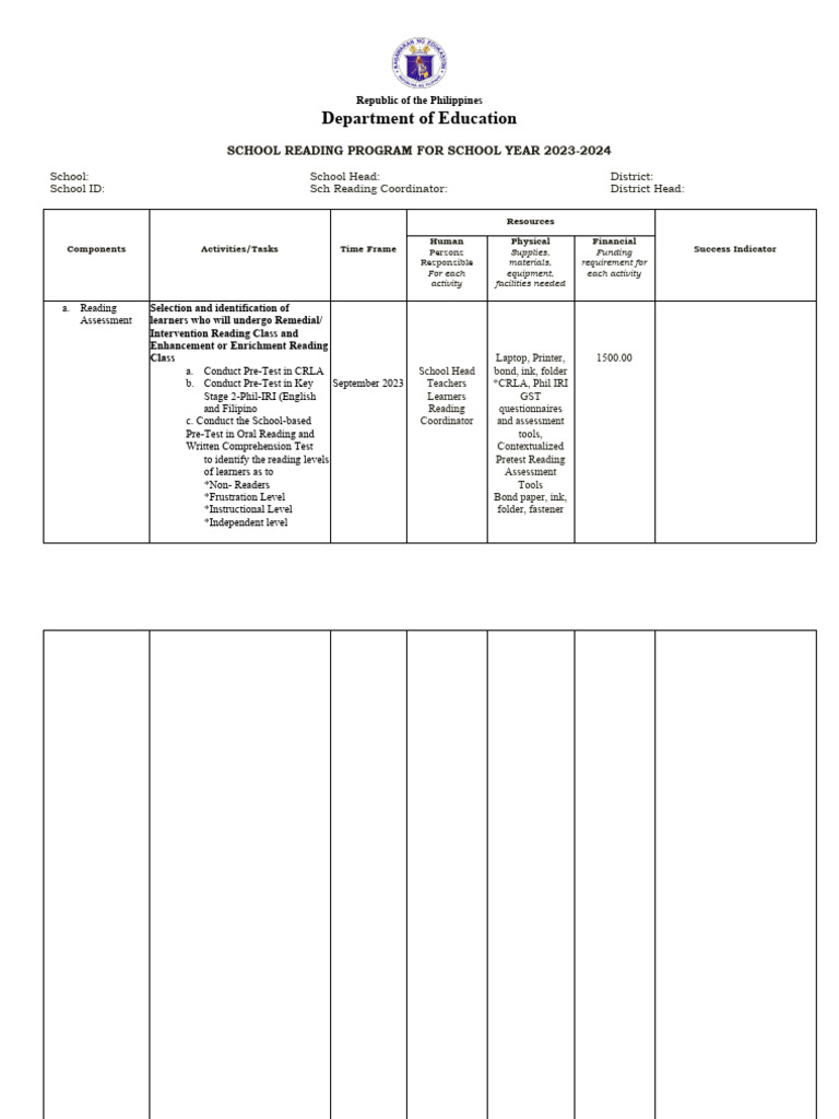 School Reading Program | PDF