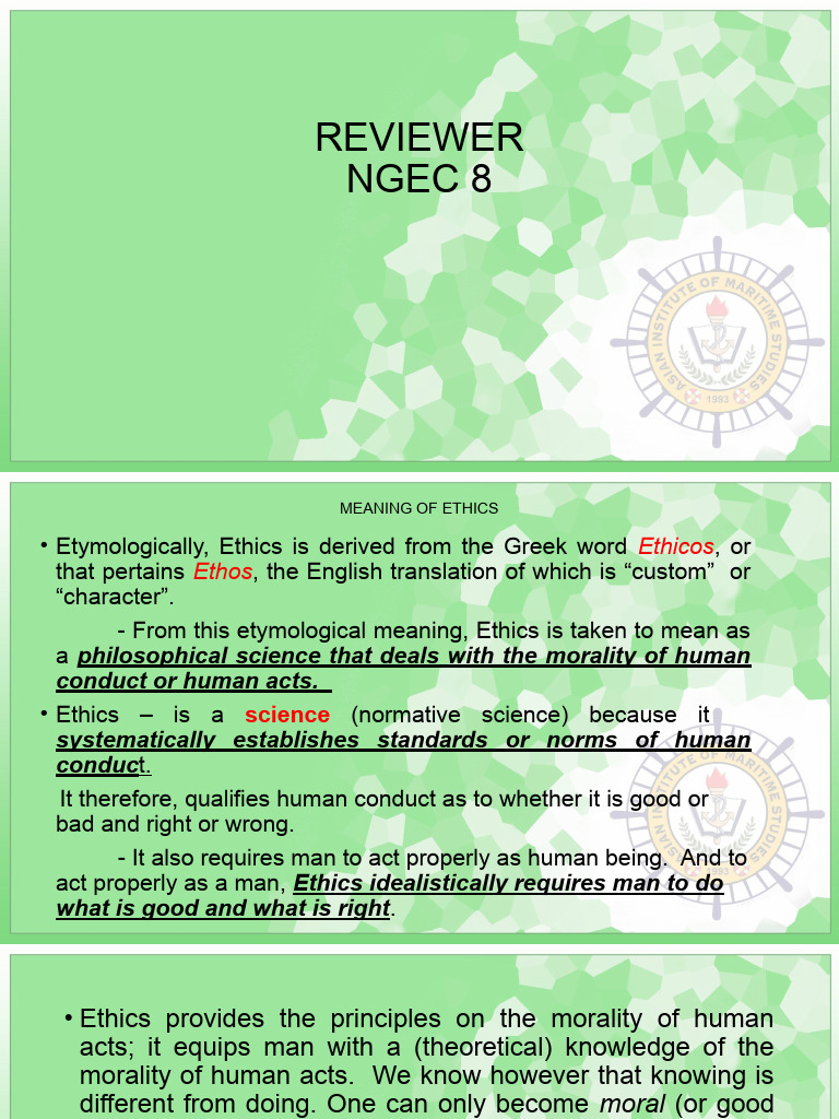 Week 1 Introduction To Ethics Pdf Career And Growth Self Improvement