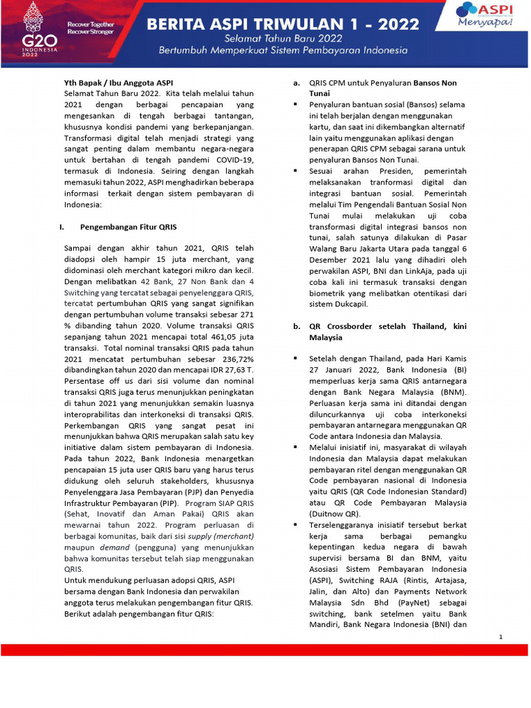 Berita ASPI Triwulan 1 2022 YP | PDF