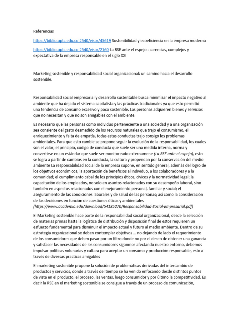 Ensayo RSO | PDF | Responsabilidad social corporativa | Marketing