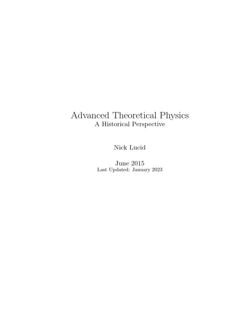 Advanced Physics Nick Lucid Jan 2023 | PDF | Coordinate System ...