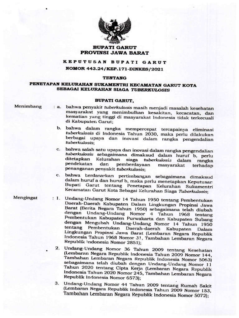 SK BUPATI GARUT DESA SIAGA SUKAMENTRI FOTOKOPI CAP | PDF