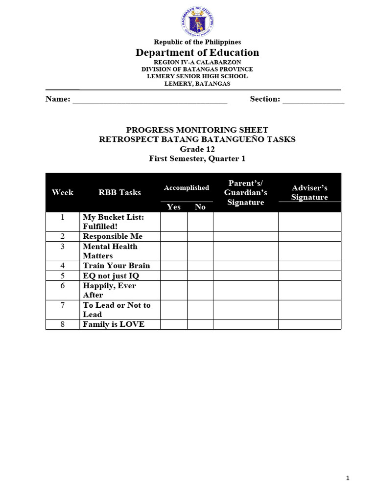 RBB Tasks For Grade 12 Leaners | PDF