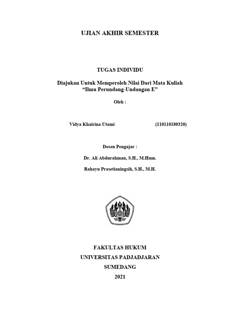 VidyaKhairinaUtami 180320 UAS IPU KelasE | PDF