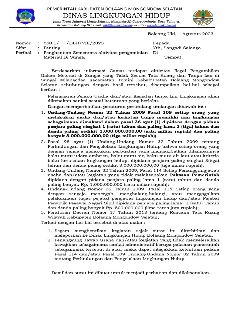 Surat Teguran Galian C 2022 | PDF