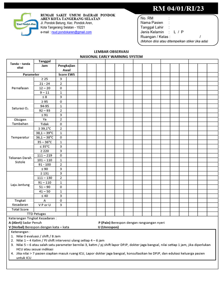 Lembar Observasi Ews | PDF