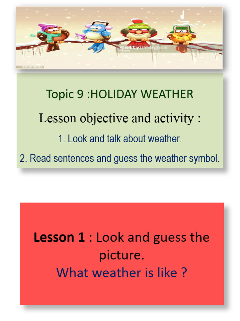 English Year 2 - Holiday Weather | PDF