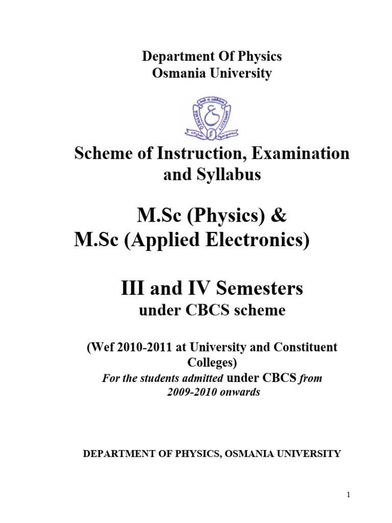 M.Sc Physics & Electronics Syllabus | PDF | Microscopy | Laser