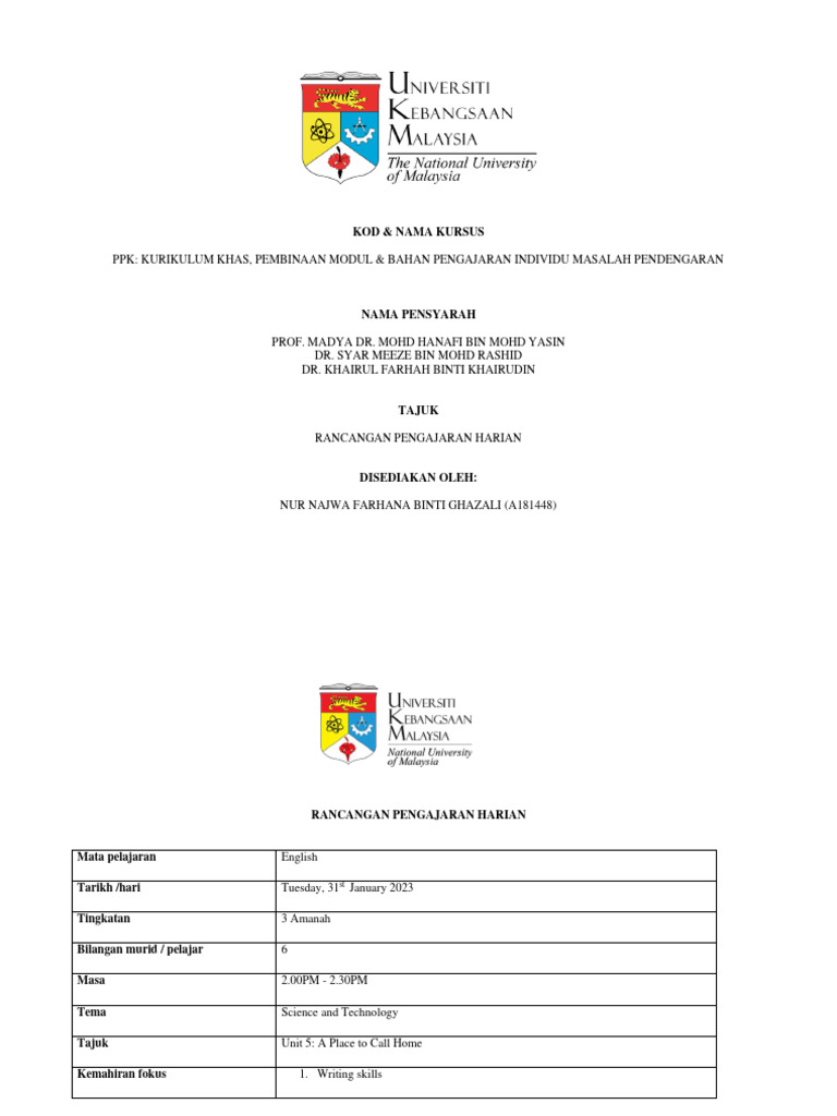 Contoh RPH 1 | PDF | Learning | Behavior Modification