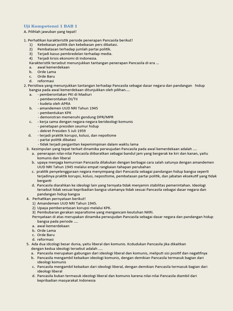 Latihan Soal Klas Ix Bab 1 Docx1692762540 | PDF