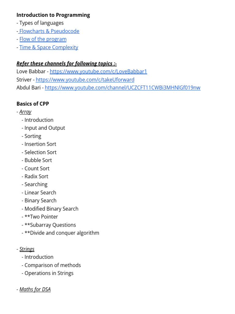 Roadmap DSA | PDF | Algorithms And Data Structures | Computer Programming Roadmap DSA | PDF | Algorithms And Data Structures | Computer Programming
