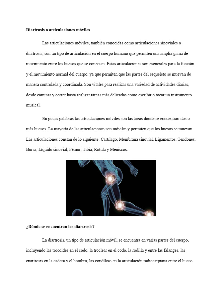Diartrosis o Articulaciones Móviles Anatomia | PDF | Articulación ...