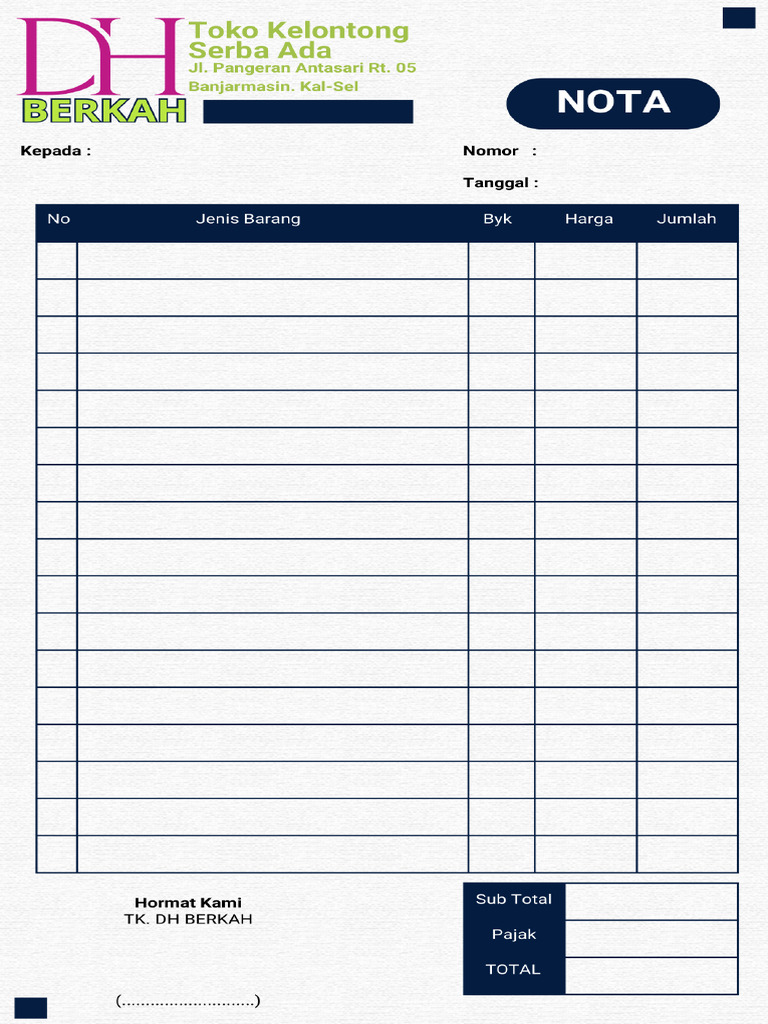 Konsep Nota Toko Kelontong Serba Ada | PDF