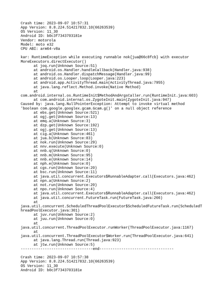 Crash 20230907 Pdf Java Programming Language Android Operating System 