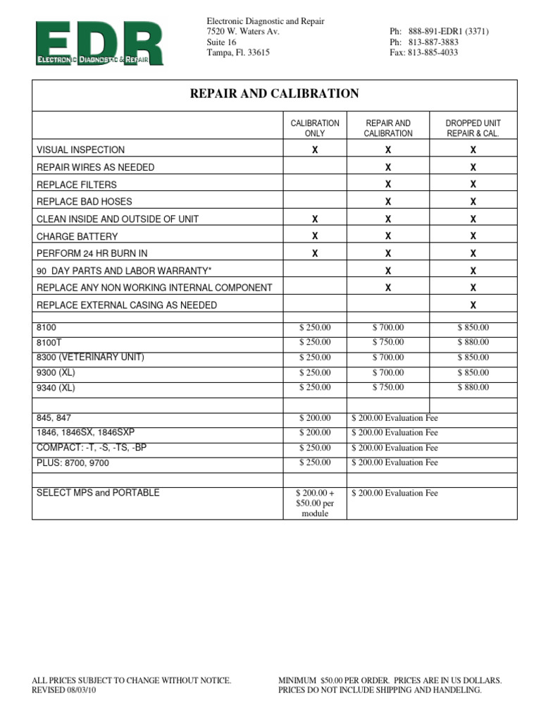 EDR Pricing | PDF | Manufactured Goods | Electrical Engineering