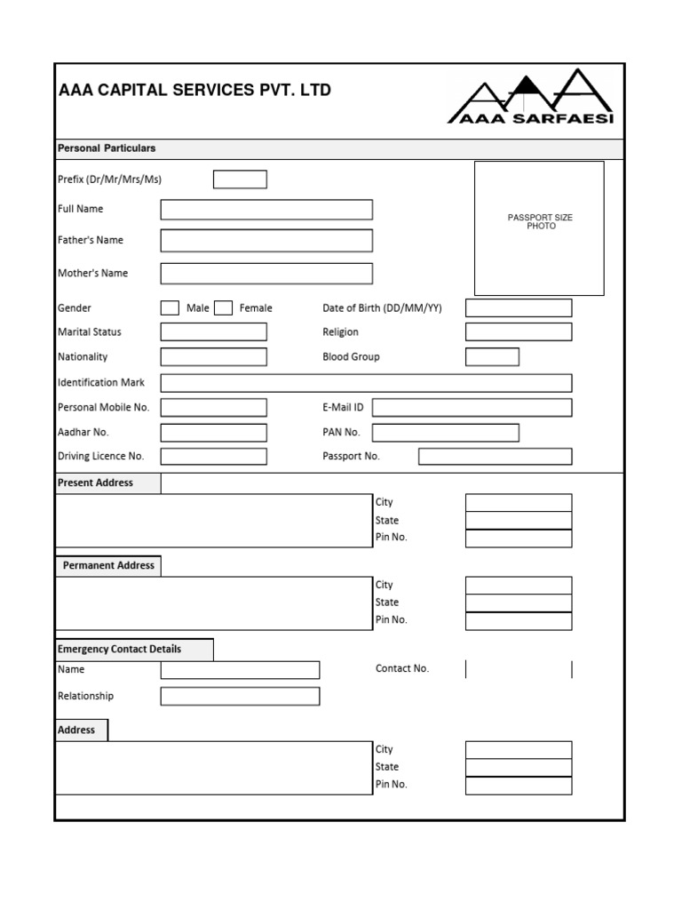 Joining Form - AAA Capital | PDF