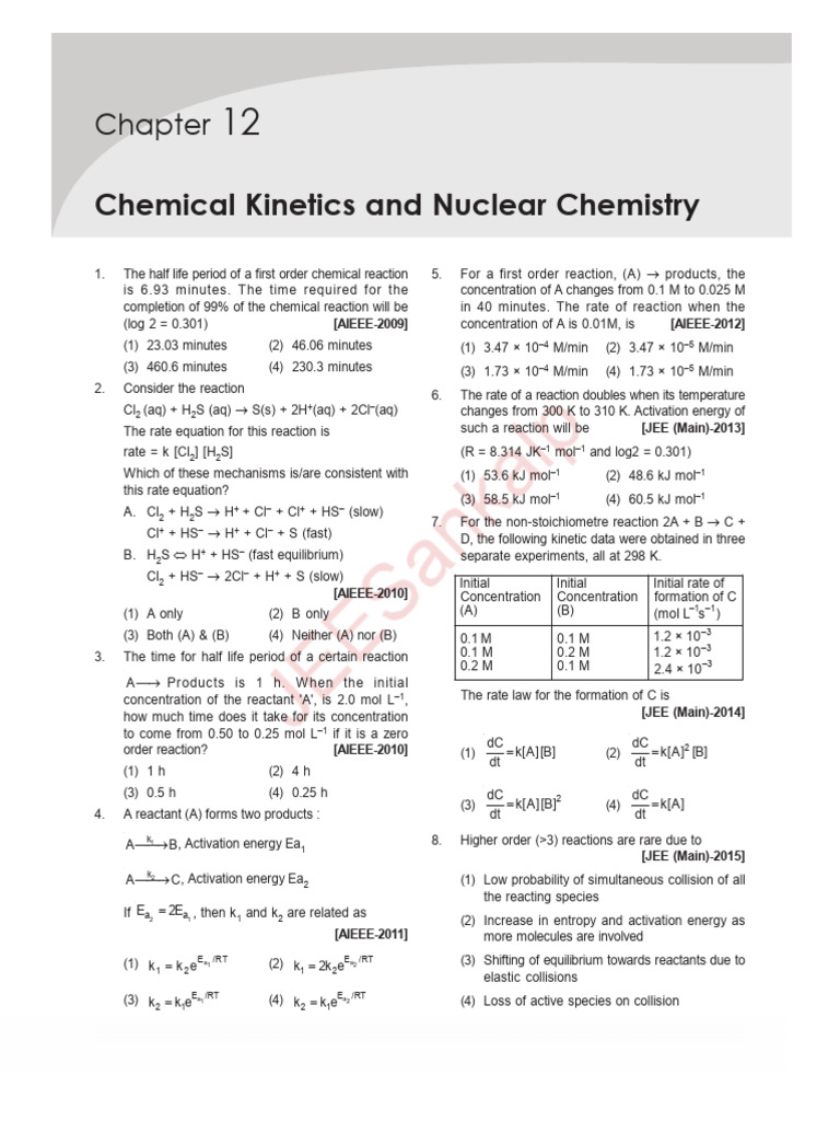 12.chemical Kinetics and Nuclear Chemistry Q - Watermark | PDF