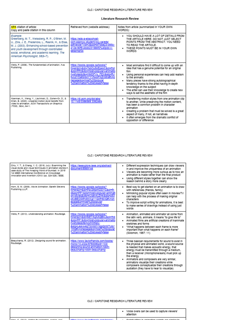 Literature Review Pdf Animation Cognitive Science