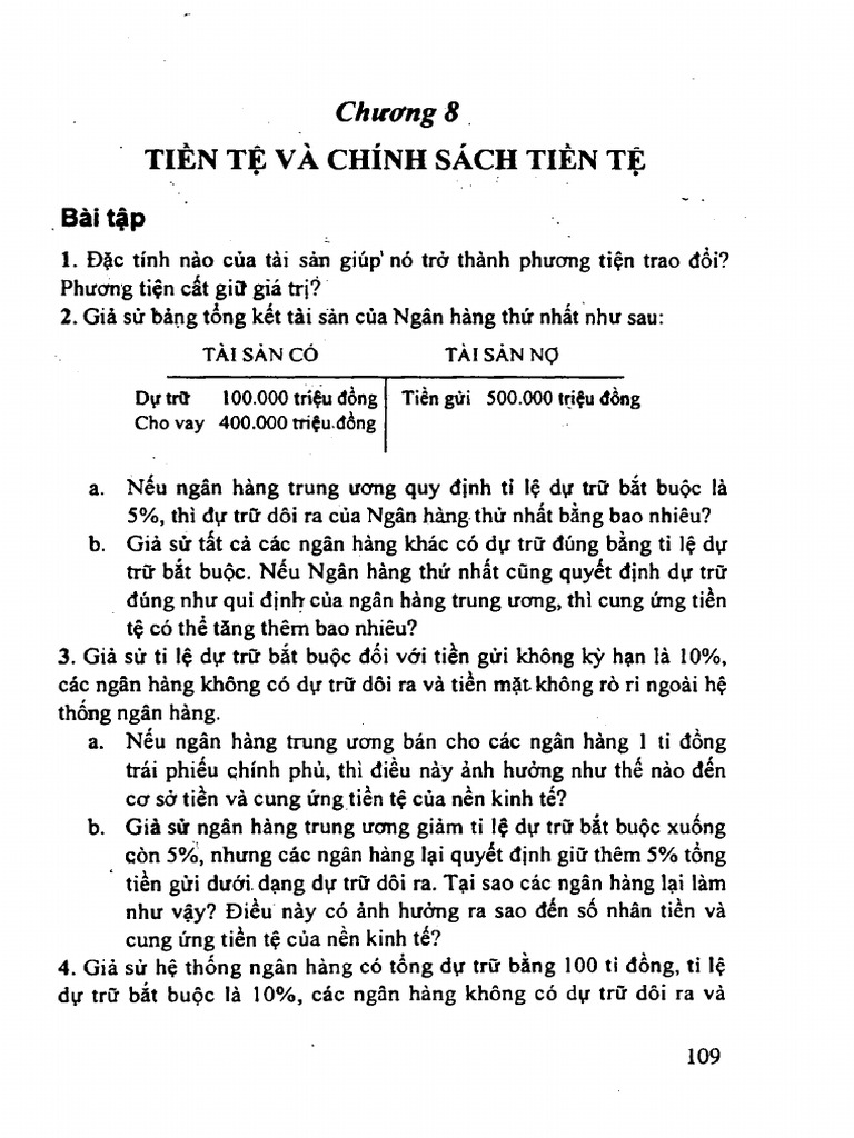 Bai Tap C6 Tien Te Va Chinh Sach Tien Te Vix Mo | PDF