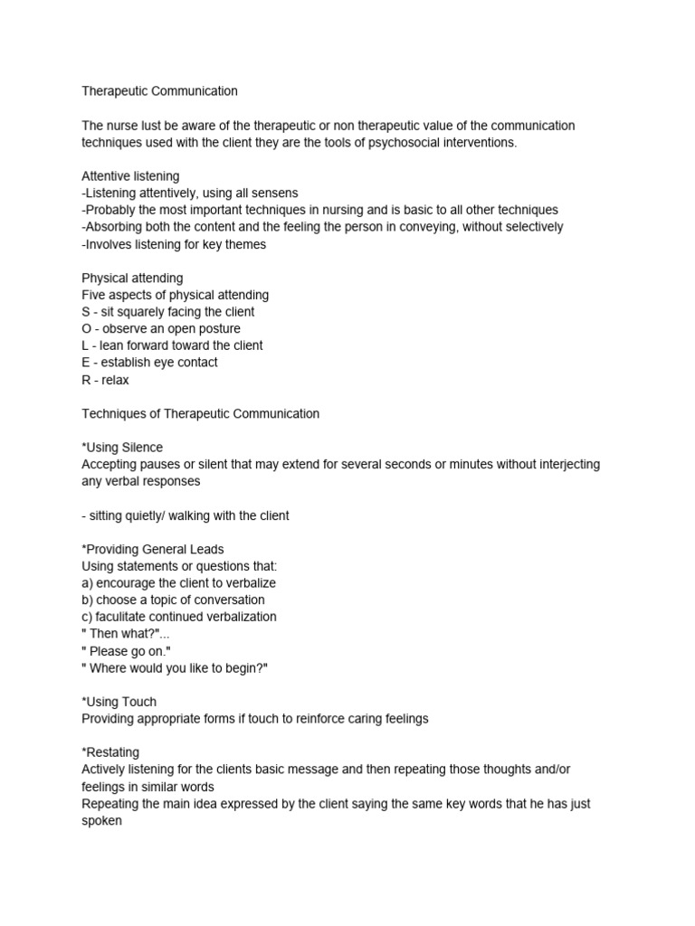 Therapeutic Communication for Nurses | PDF | Infection | Pathogen