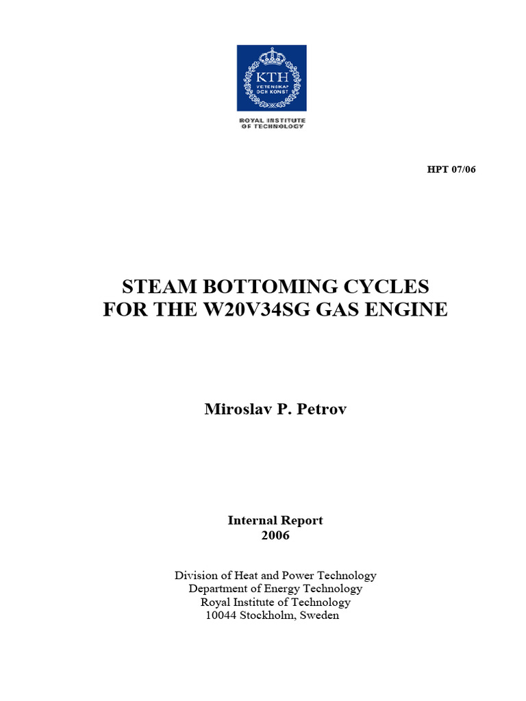 Steam Bottoming Cycles For The w20v34sg Gas Engine | PDF | Science & Mathematics | Technology ...