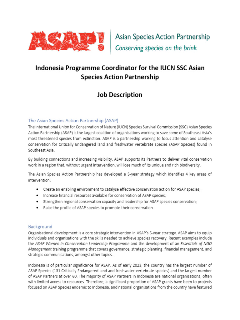 ASAP Indonesia Coordinator JD FINAL | PDF
