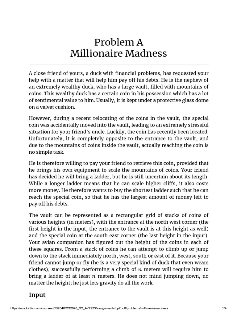 Millionaire Madness – Kattis | PDF