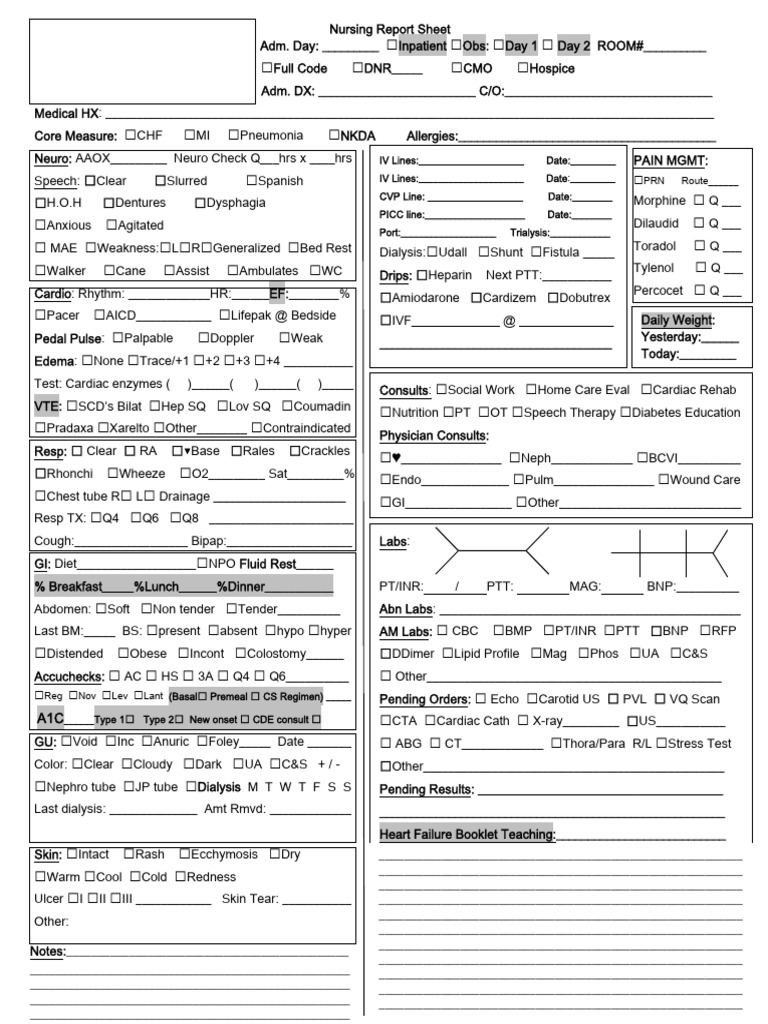 Report Sheet - Nursing | PDF | Health Care | Medicine