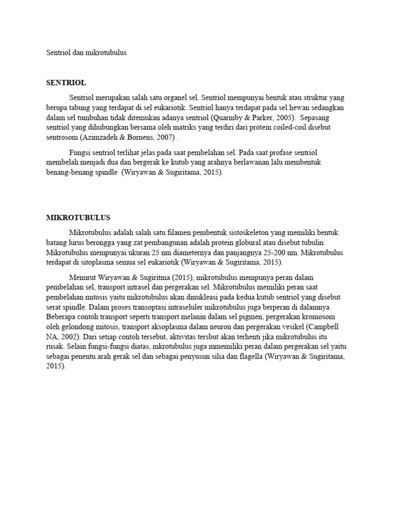 Sentriol Dan Mikrotubulus | PDF | Kesehatan Holistik | Sains & Matematika